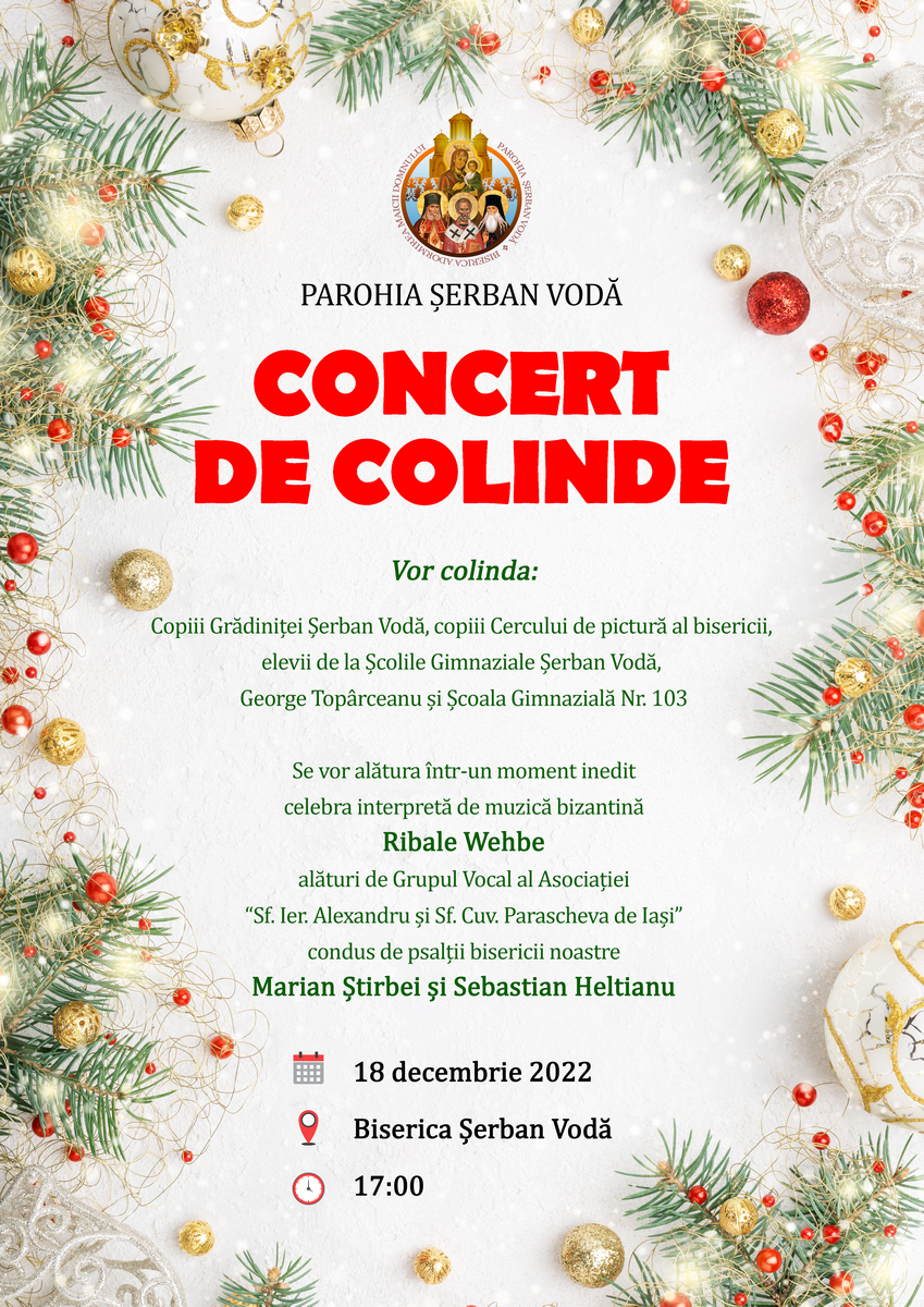 Concert de colinde - 18 decembrie 2022 - BISERICA ȘERBAN VODĂ